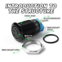 China 12mm Metal Push Button Switch Momentary 1NO Oxidized Black Shell With High/Flat Head  Power LED 6V 24V 220V Switch for sale
