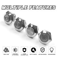 China Ultra-Thin 16mm Self-reset Micro-stroke Ultra-short IP65 Waterproof 1NO Silver Contacts Copper Nickel Plated Push Button Switch for sale