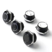 China 16mm Self-reset Micro-stroke Ultra-short Waterproof Metal Push Button Switch Oxidized Black 1NO for sale