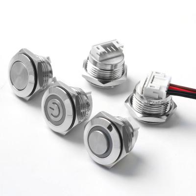China Hot Selling  Waterproof Ultra Short Push Button Momentary 16mm Metal Push Button Switch Self-resetting for sale