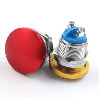 China 16/19/22mm Stainless Steel Self-Resetting Push Button Switch IP65 Level 220V Max Voltage Mushroom Head Screw Foot 1NO Switch for sale
