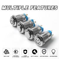 China 12mm Waterproof IP65 Push Button Switch Self-Locking 1NO High Level Flat Head/High Head On-Off Operation for sale