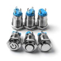 China 12mm Waterproof IP65 Push Button Switch Self-Locking 1NO High Level Flat Head/High Head On-Off Operation for sale