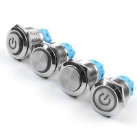 China 19mm Metal Push Button Switch 1NO1NC Shell Waterproof Momentary Latching Button Switch High/Flat Head Ring-LED for sale