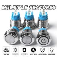 China 19mm Metal Push Button Switch 1NO1NC Shell Waterproof Momentary Latching Button Switch High/Flat Head Ring-LED for sale