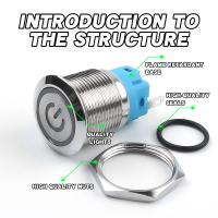 China 19mm Metal Push Button Switch 1NO1NC Shell Waterproof Momentary Latching Button Switch High/Flat Head Ring-LED for sale