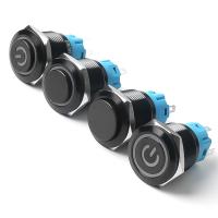 China 19mm LED Momentary Metal Push Button Switch with Connector Power Symbol Illumination on off Switch Welding for sale