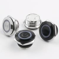 China 19mm IP67 Waterproof Aluminum 1NO Push Button Switch LED Light (2/3-Color) Silver/Black Shell 1A Max Current 24V Max Voltage for sale