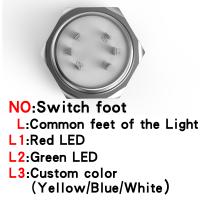 China 19mm IP67 Waterproof Aluminum 1NO Push Button Switch LED Light (2/3-Color) Silver/Black Shell 1A Max Current 24V Max Voltage for sale