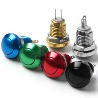 China 8mm Mini Colourful Aluminum Push Button Switch IP65 Waterproof Momentary Ball Head 2Pins Red Green Yellow Blue Black Silver for sale