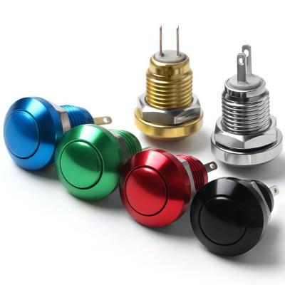 China 8mm Mini Colourful Aluminum Push Button Switch IP65 Waterproof Momentary Ball Head 2Pins Red Green Yellow Blue Black Silver for sale