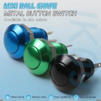China 8mm Mini Colourful Aluminum Push Button Switch IP65 Waterproof Momentary Ball Head 2Pins Red Green Yellow Blue Black Silver for sale