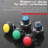 China 12MM Metal Push Button Switch Momentary 1NO With Ball Head Aluminum Oxide Black Body Colorful Switch Screw Foot Welding Foot for sale