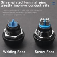 China 12MM Metal Push Button Switch Momentary 1NO With Ball Head Aluminum Oxide Black Body Colorful Switch Screw Foot Welding Foot for sale