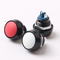 China 12MM Metal Push Button Switch Momentary 1NO With Ball Head Aluminum Oxide Black Body Colorful Switch Screw Foot Welding Foot for sale