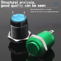 China 12MM Metal Push Button Switch Fully Aluminum Oxidized Shell Momentary Self-Reset 1NO High Head Flat Head Welding Foot for sale