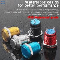 China 12MM Metal Push Button Switch Fully Aluminum Oxidized Shell Momentary Self-Reset 1NO High Head Flat Head Welding Foot for sale