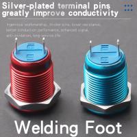 China 12MM Metal Push Button Switch Fully Aluminum Oxidized Shell Momentary Self-Reset 1NO High Head Flat Head Welding Foot for sale