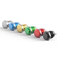 China 12MM Metal Push Button Switch Fully Aluminum Oxidized Shell Momentary Self-Reset 1NO High Head Flat Head Welding Foot for sale
