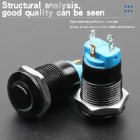 China 12mm Metal Push Button Switch Latching 1NO Oxidized Black Shell With LED 4Pins No LED 2Pins High/Flat Head 6V 24V 220V Red/Green for sale