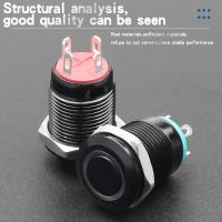 China YZ 12mm Metal Push Button Switch Momentary 1NO Oxidized Black Shell High/Flat Head IP65 3A 4-Pin Power LED 6V-220V 100000 for sale