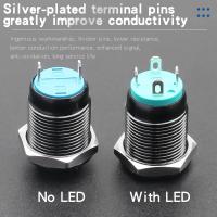 China YZ 12mm Metal Push Button Switch Momentary 1NO Oxidized Black Shell High/Flat Head IP65 3A 4-Pin Power LED 6V-220V 100000 for sale