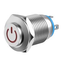 China 12mm Metal Push Button Switch Self-reset Momentary 1NO Copper Nickel Plated Shell High/Flat Head Jog Switch With LED for sale