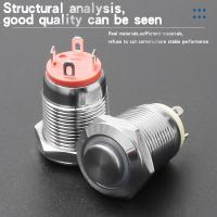 China 12mm Metal Push Button Switch Self-reset Momentary 1NO Copper Nickel Plated Shell High/Flat Head Jog Switch With LED for sale