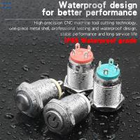China 12mm Metal Push Button Switch Self-reset Momentary 1NO Copper Nickel Plated Shell High/Flat Head Jog Switch With LED for sale