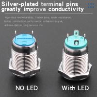 China 12mm Metal Push Button Switch Self-reset Momentary 1NO Copper Nickel Plated Shell High/Flat Head Jog Switch With LED for sale