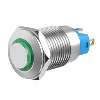 China 12mm Metal Push Button Switch LED Lights Copper Nickel Plated Shell 1NO Latching 4Pins High/Flat Head 6V 24V 220V IP65 3A Max for sale