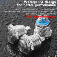 China Momentary 12mm Metal Push Button Switch Screw Foot Copper Nickel Plated Shell 1NO High/Flat Head 6V 24V 220V for sale