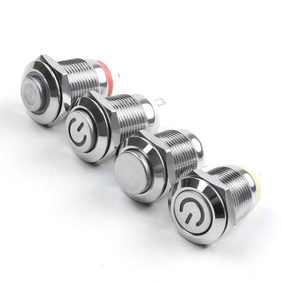 China Metal Button Switch IP65 Electronic 12mm Waterproof 3v 6v 12v 24v 220v 1NO Welding Pin Reset Switch for sale