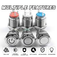 China Metal Button Switch IP65 Electronic 12mm Waterproof 3v 6v 12v 24v 220v 1NO Welding Pin Reset Switch for sale