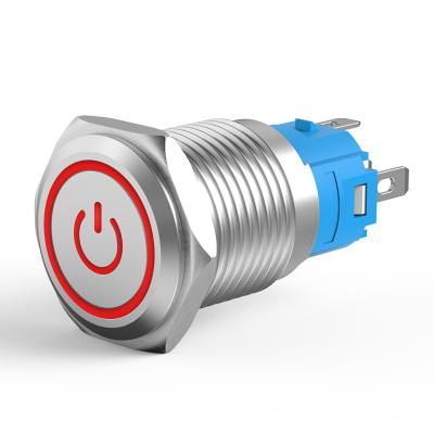 China 16mm Latching/Momentary Metal Push Button Switch Copper Nickel Plated Shell 1NO1NC With LED Lights 5Pins High/Flat Head for sale
