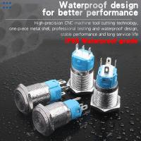 China 16mm Latching/Momentary Metal Push Button Switch Copper Nickel Plated Shell 1NO1NC With LED Lights 5Pins High/Flat Head for sale