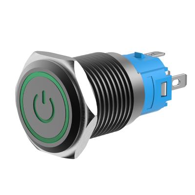 China 16mm Oxidized Black Shell Metal Push Button Switch Latching/Momentary 1NO1NC With LED Lights 5Pins High/Flat Head Red Green for sale