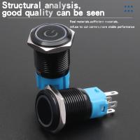 China 16mm Oxidized Black Shell Metal Push Button Switch Latching/Momentary 1NO1NC With LED Lights 5Pins High/Flat Head Red Green for sale