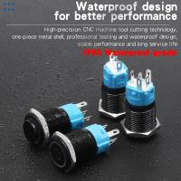China 16mm Oxidized Black Shell Metal Push Button Switch Latching/Momentary 1NO1NC With LED Lights 5Pins High/Flat Head Red Green for sale