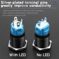 China 16mm Oxidized Black Shell Metal Push Button Switch Latching/Momentary 1NO1NC With LED Lights 5Pins High/Flat Head Red Green for sale