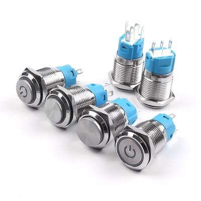 China 16mm Metal Push Button Switch High/Flat Head Led 3Pin/5Pin Metal Momentary  Switch Push Button Switches for sale