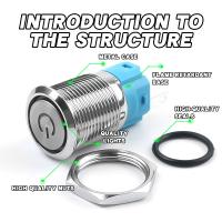 China 16mm Metal Push Button Switch High/Flat Head Led 3Pin/5Pin Metal Momentary  Switch Push Button Switches for sale