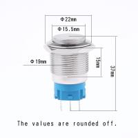 China HONGYE HYBD19-PS Dia 19mm Stainless Steel Waterproof Push Button 3 Pin 1NO1NC IP65 Self-Locking Electronic Structure 250V LED for sale