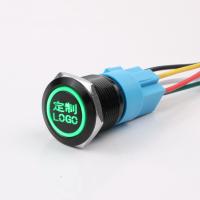 China 19mm Metal Push Button Switch Customizable LED Logo-IP65 Rated 220V Latching/Momentary (Black/Silver Shell) 1NO1NC Connector for sale