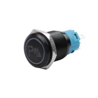 China 19mm Metal Push Button Switch Customizable LED Logo-IP65 Rated 220V Latching/Momentary (Black/Silver Shell) 1NO1NC Connector for sale