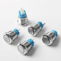 China 19mm Waterproof Metal Push Button Switch 1NO1NC Flat Head Ring-LED Momentary Switch IP65 Level 220v Max. Voltage for sale