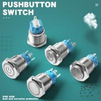 China 19mm Waterproof Metal Push Button Switch 1NO1NC Flat Head Ring-LED Momentary Switch IP65 Level 220v Max. Voltage for sale