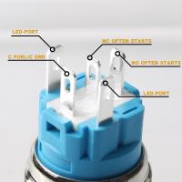 China 19mm Waterproof Metal Push Button Switch 1NO1NC Flat Head Ring-LED Momentary Switch IP65 Level 220v Max. Voltage for sale