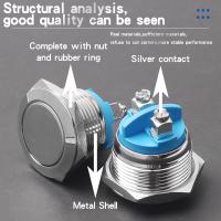 China 19MM Metal Push Button Switch With Screw Foot Welding Foot No LED Self-Reset Momentary High/Flat/Ball Head 1NO Jog Switch for sale