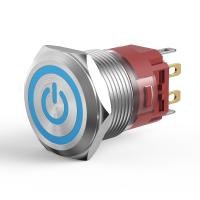 China 19MM Metal Push Button Switch With LED 2NO2NC Momentary Latching IP67 Stainless Steel 8 Pins Flat Head for sale
